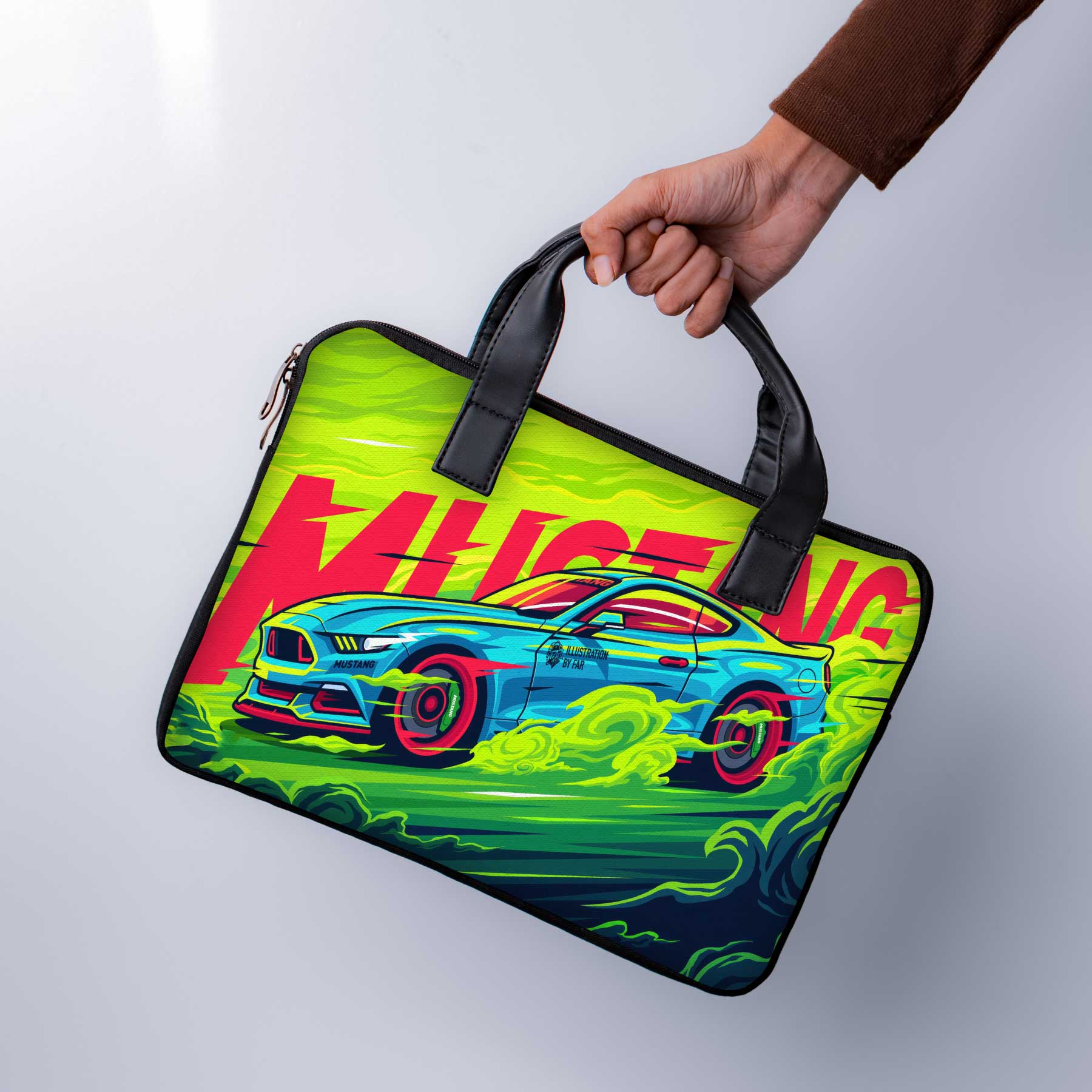 Green Mustang Laptop Sleeve With Handle – WrapCart Skins