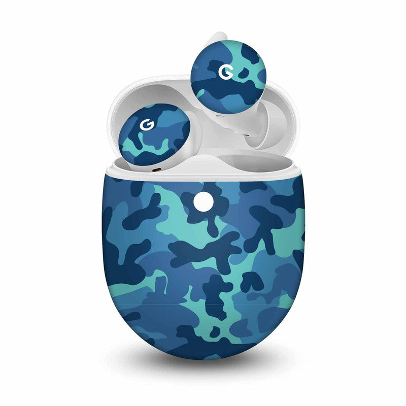 Grove Blue Camo Skin For Pixel Buds A-Series – WrapCart Skins