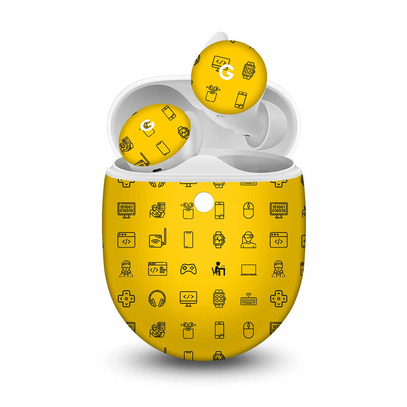 Tech Icons Yellow Skin For Pixel Buds A-Series – WrapCart Skins