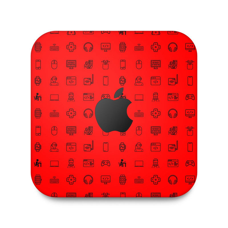 Tech Icons Red Skin For Apple Mac Mini – WrapCart Skins